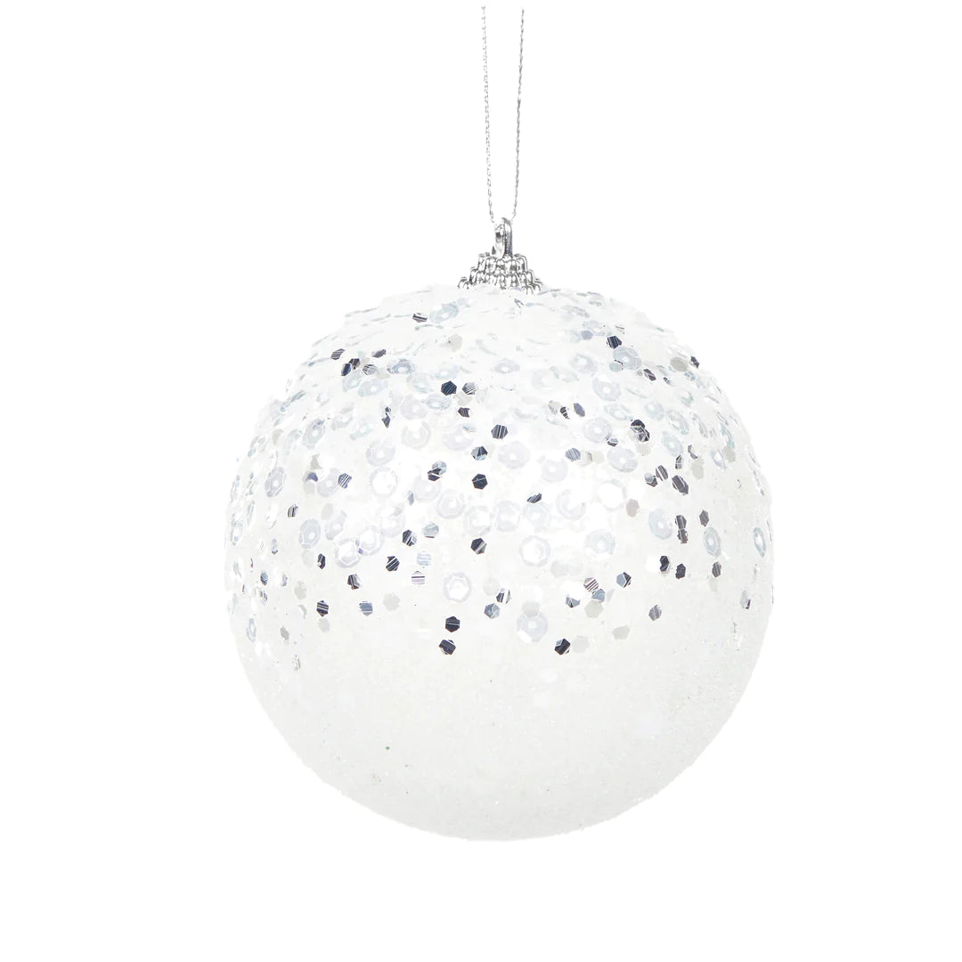 White Glitter Bauble – The Nice List
