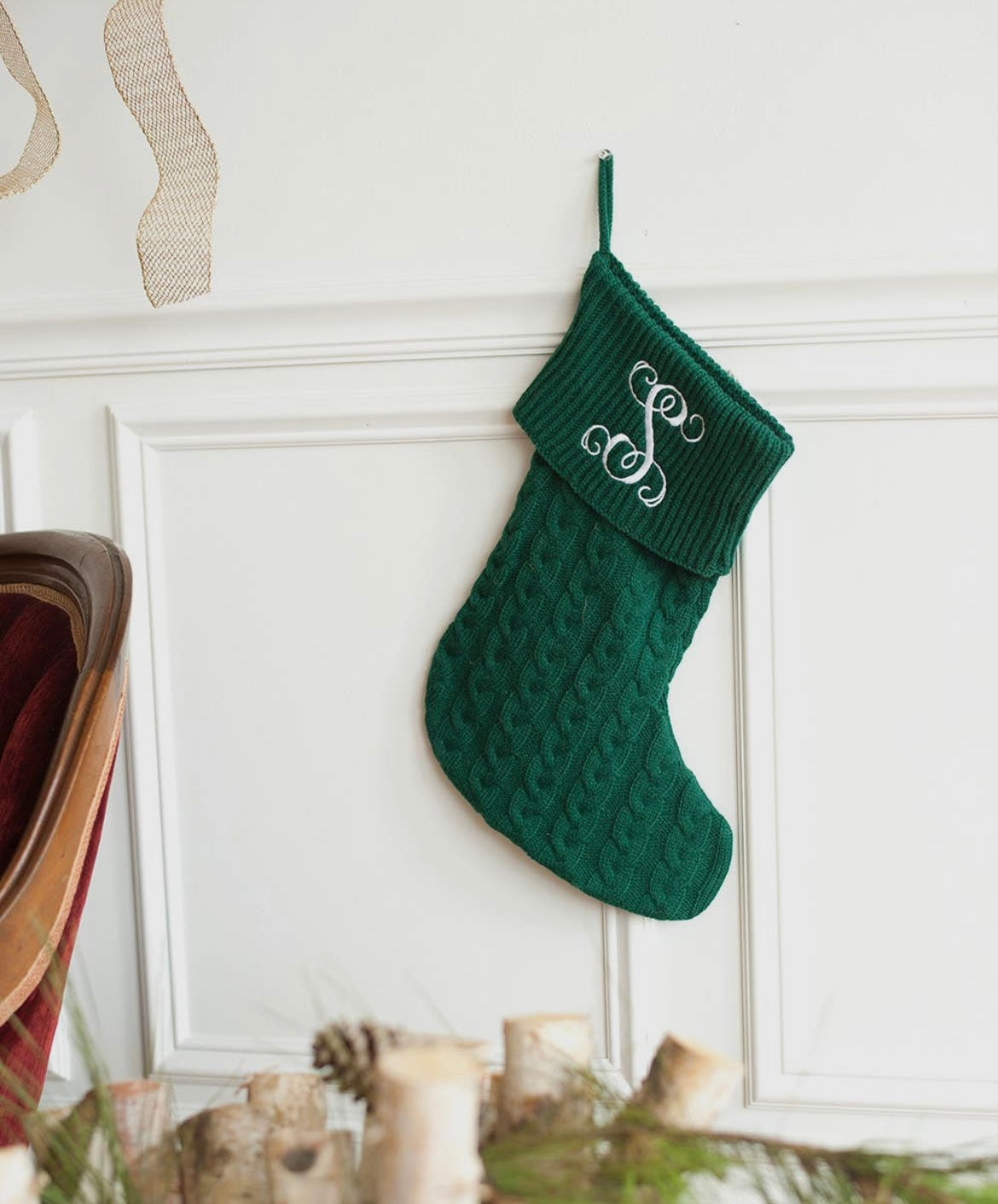 Green Knit Stocking – The Nice List